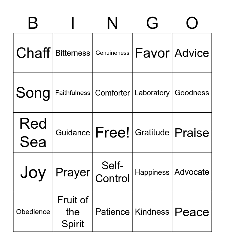 God's Laboratory Bingo Card