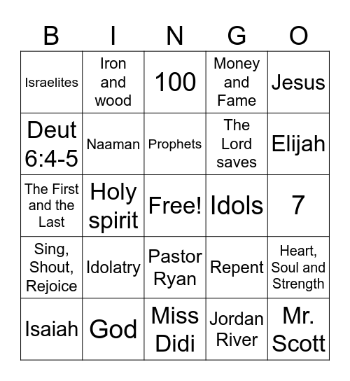 Worship God Alone Bingo Card