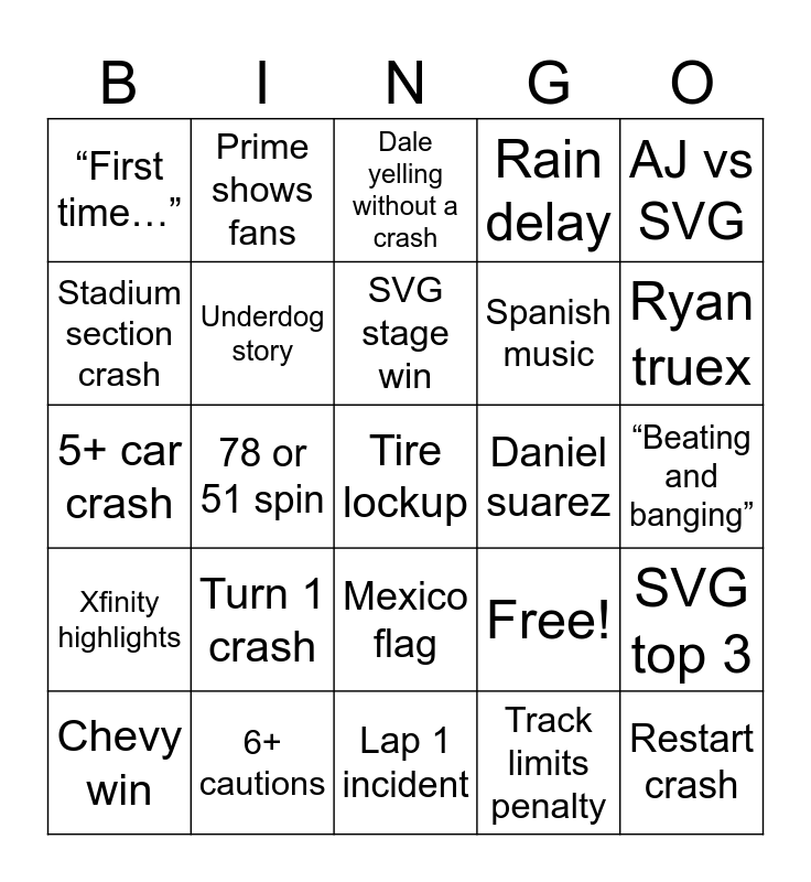Mexico City Bingo Card