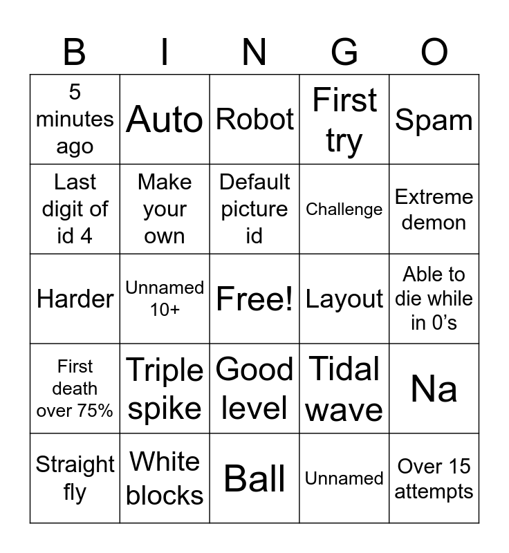 Beat bounce Bingo Card