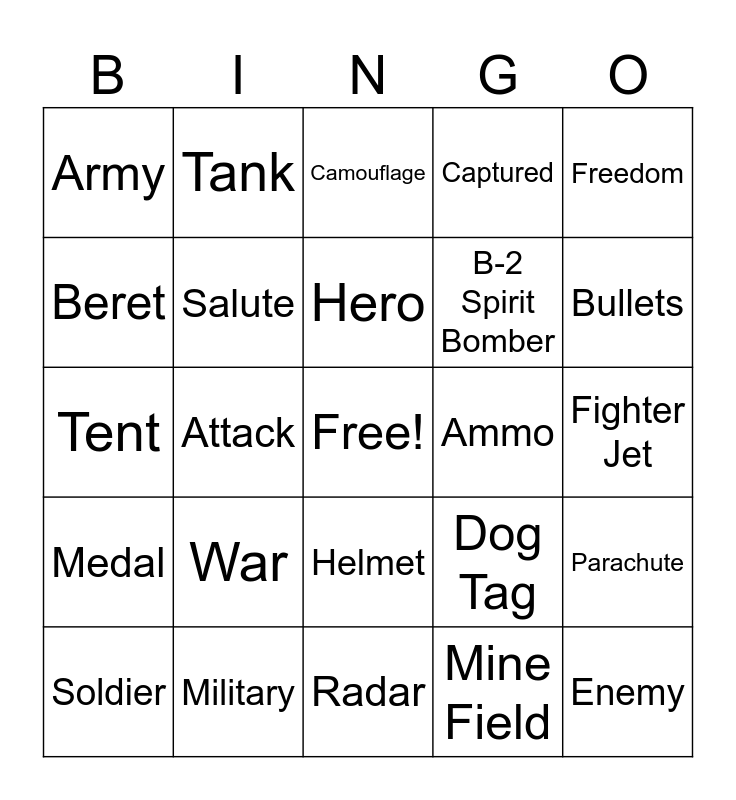 ARMY BINGO Card