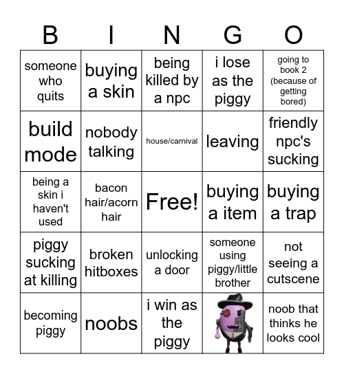 piggy bingo Card