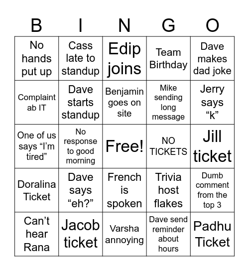 The 3rd Week Bingo Card