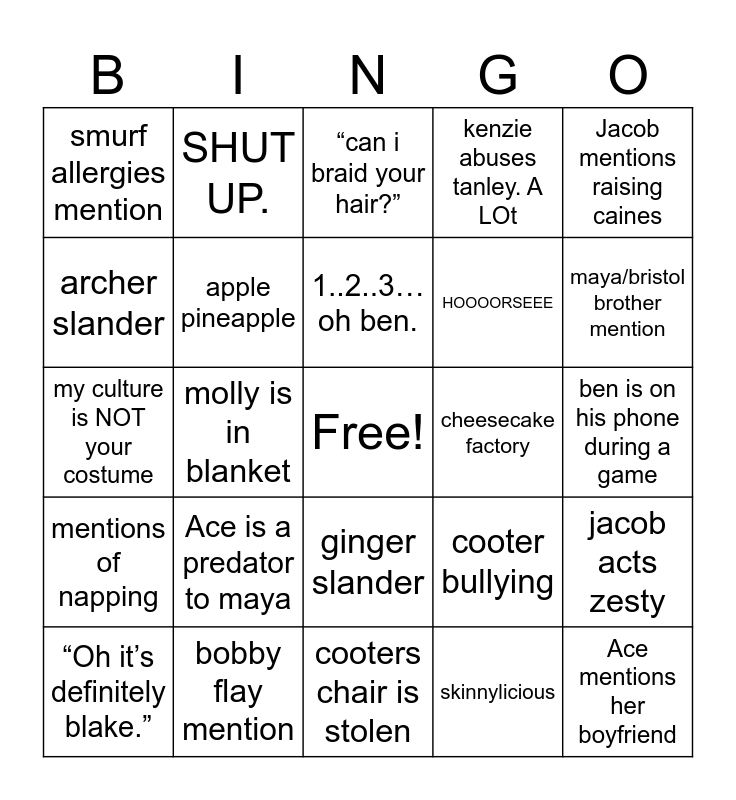 Prime time bingo Card