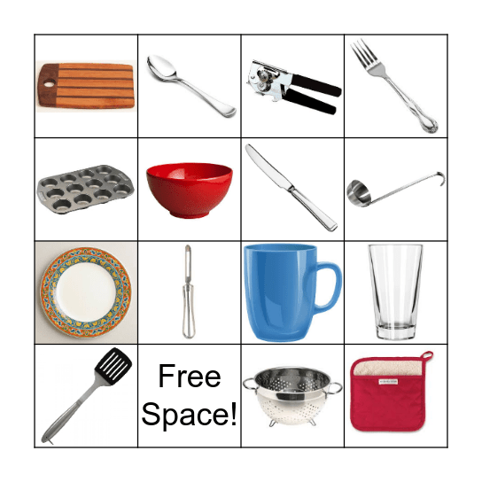 Kitchen Utensils Bingo! Bingo Card