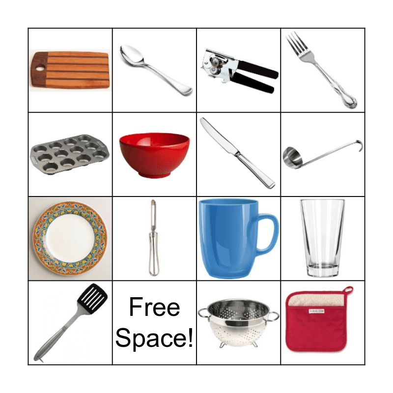 Kitchen Utensils Bingo! Bingo Card