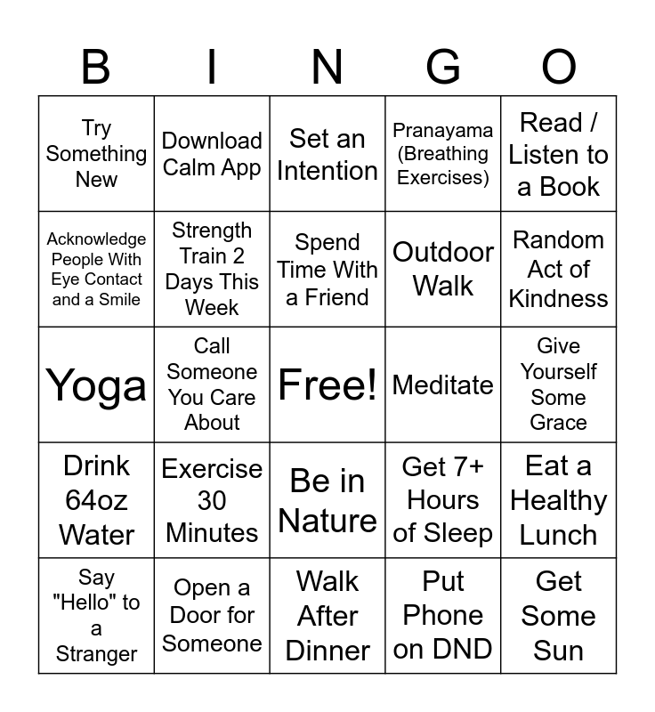 CVS / Cardiology Wellness Bingo Card