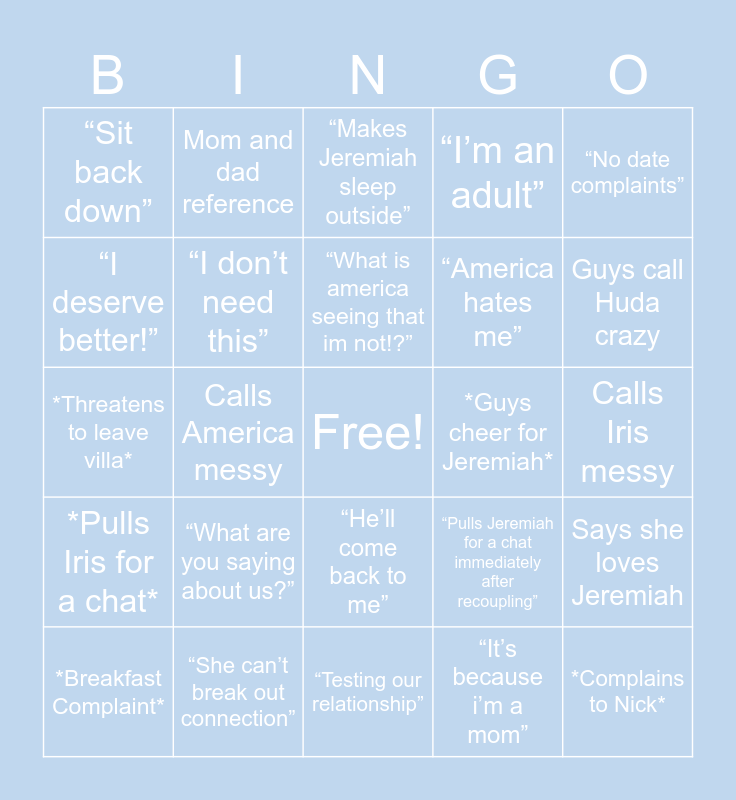 Huda Crashout Card Bingo Card