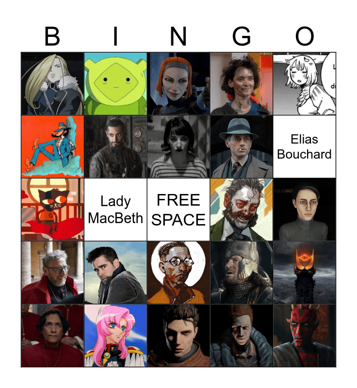 Favorite Character Bingo Card