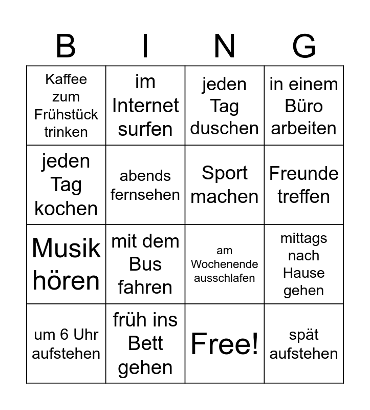 Machst du das? Bingo Card