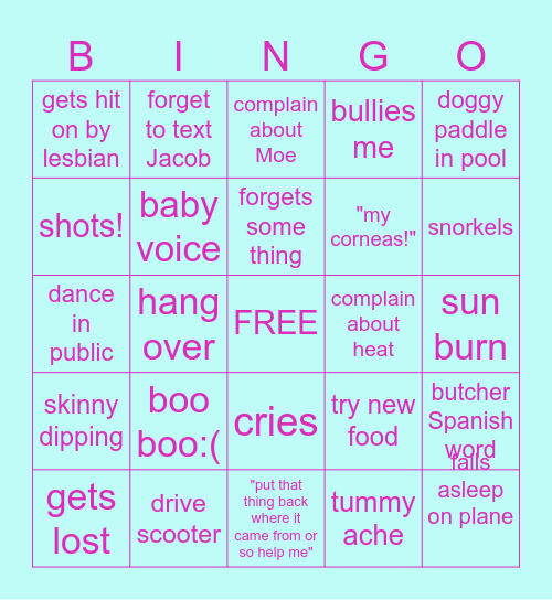 Una Semana En Mexico Bingo Card