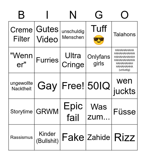 Snapchat Bingo Card
