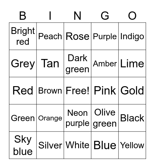 Color Bingo Card
