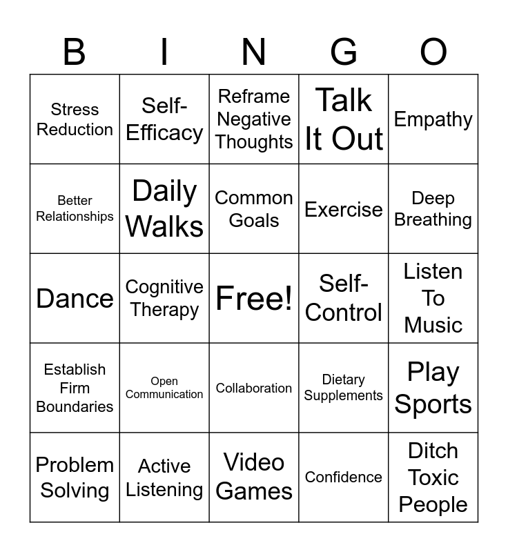 Conflict Resolution Bingo Card