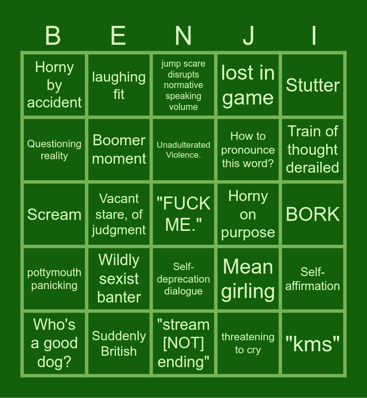 Deedlelilah Greengo Board Bingo Card
