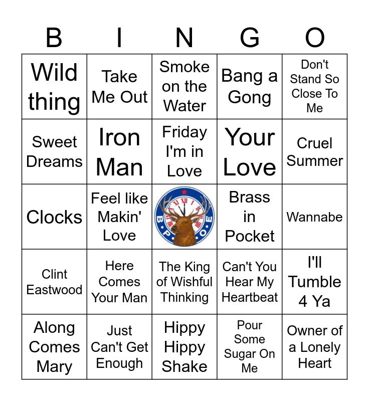 British Invasion Bingo Card