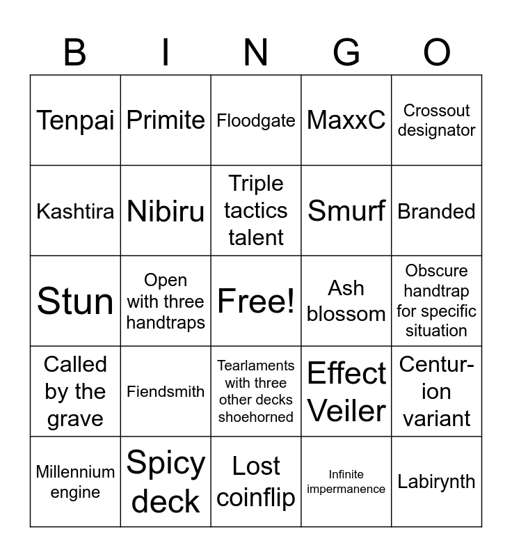 The Master Duel Experience Bingo Card