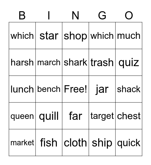 U1L1 Spelling Words Bingo Card