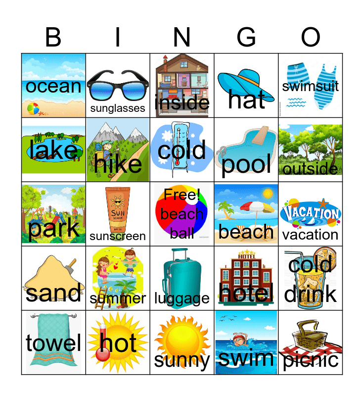 Summer Vocabulary Bingo Card
