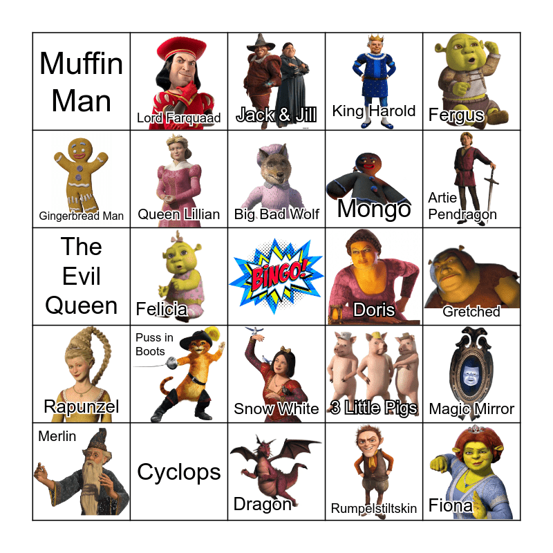 Shrek Round 2 Bingo Card