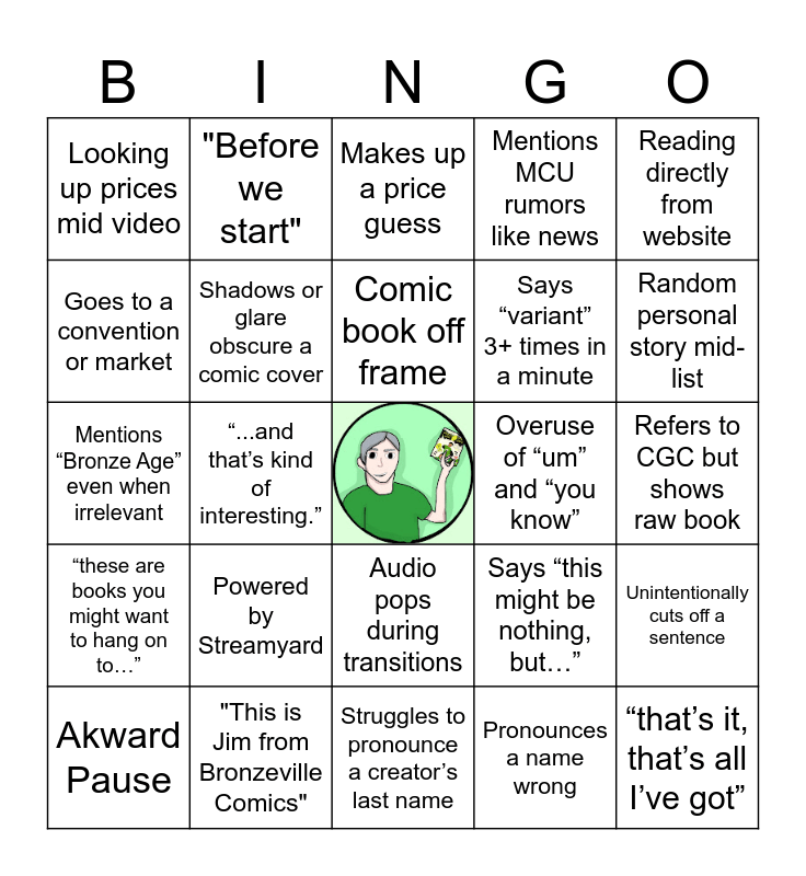 Bronzeville Comics Bingo Card