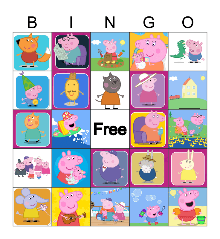 Peppa Pig Bingo Card