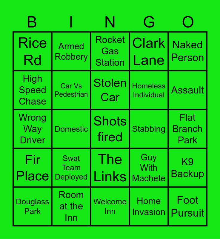 TRCM/ Columbia Scanner Bingo Card