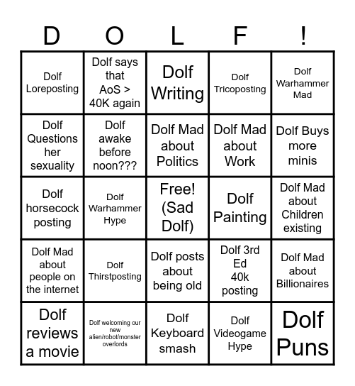 Dolf Bingo Card