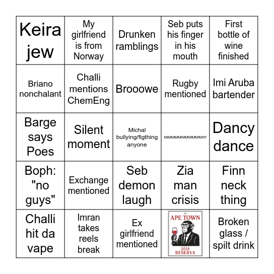 DATE DINNER BINGO Card