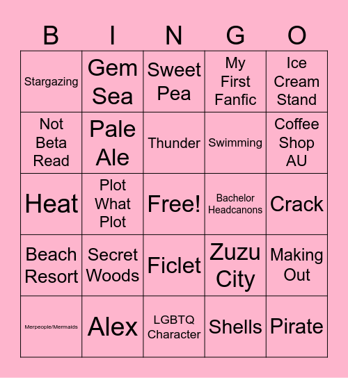 Stardew Fic Pals Summer 2025 Bingo Card