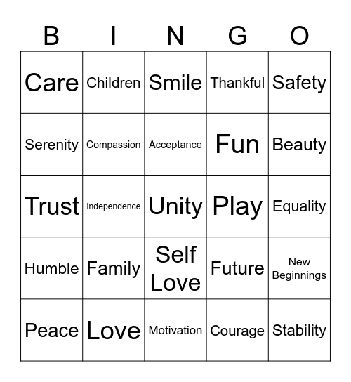 HOPE Bingo Card