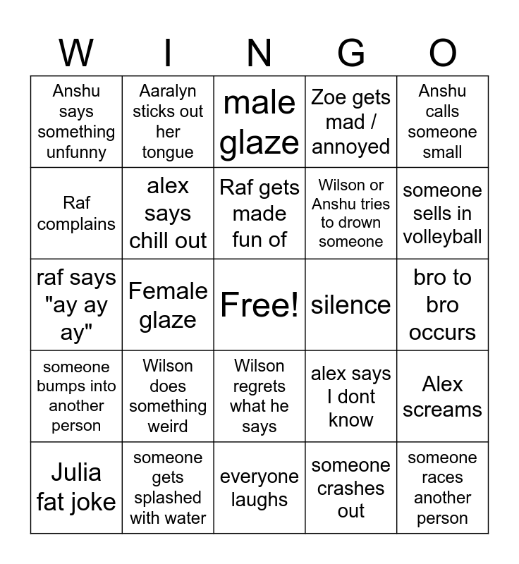 beach bingo Card