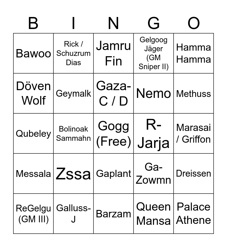 GQuuuuuuX Redesign Bingo Card