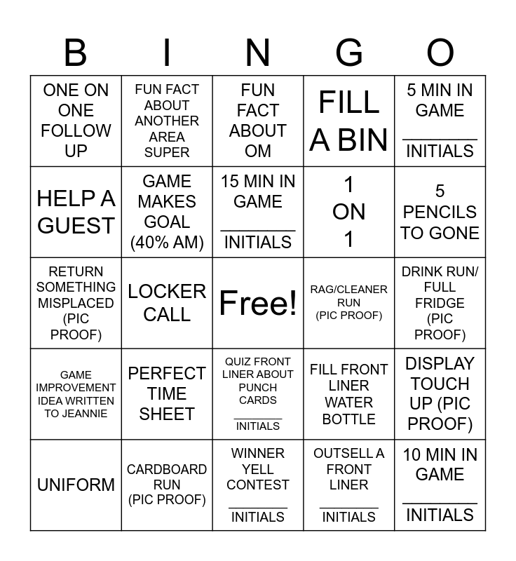 SUPER BINGO Card