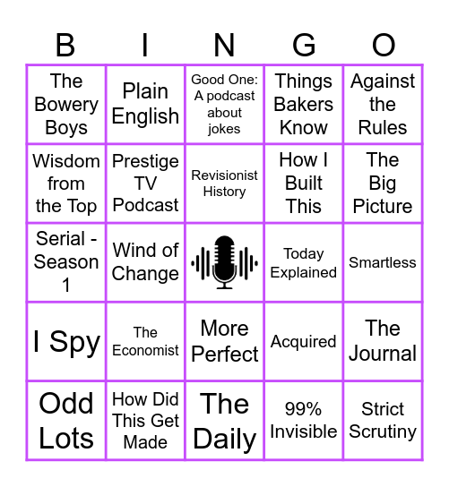Podcast Bingo Card