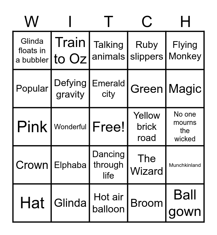 Wicked Bingo Card