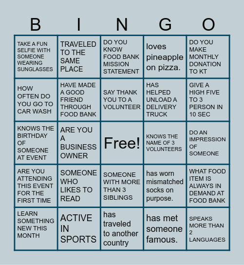 KNIGHTS TABLE Bingo Card