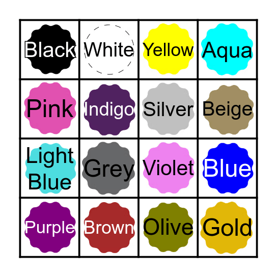 Colours Bingo! Bingo Card