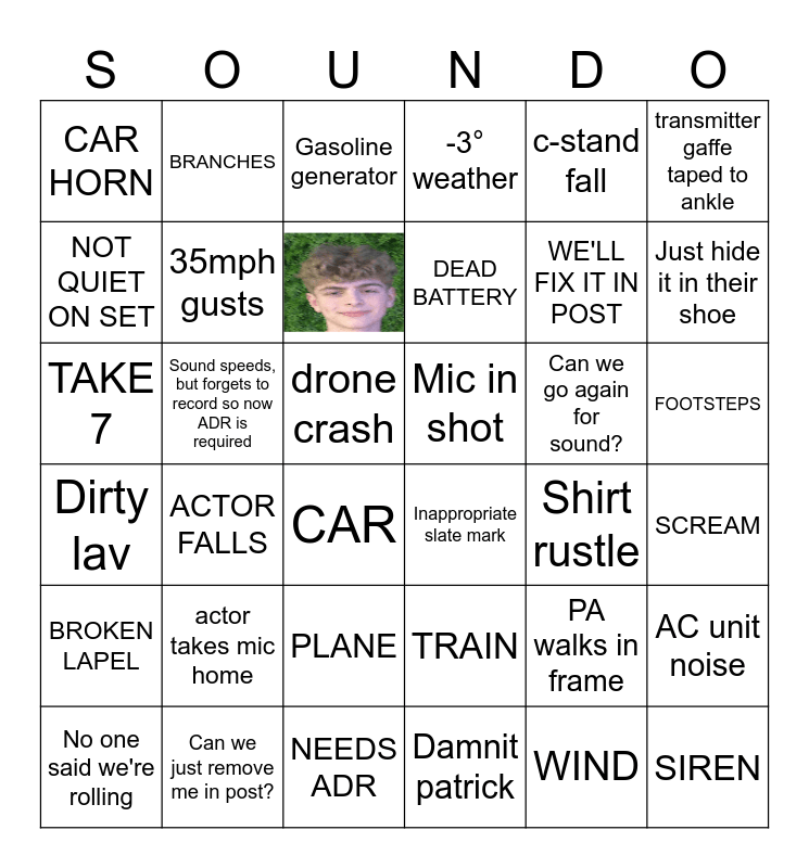 SOUND GUY BINGO Card