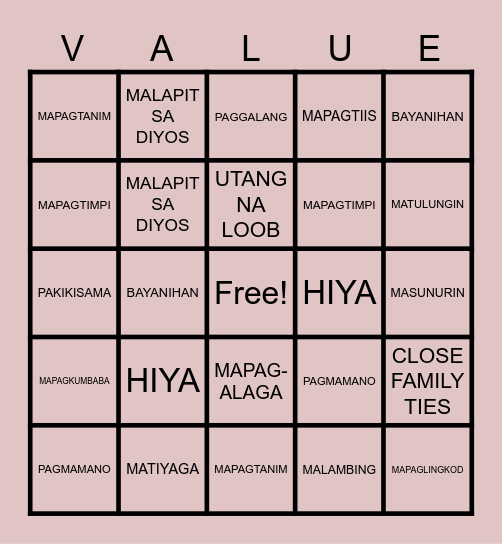 FILIPINO Bingo Card