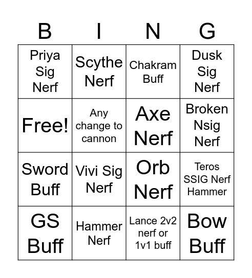 Untitled Bingo Card