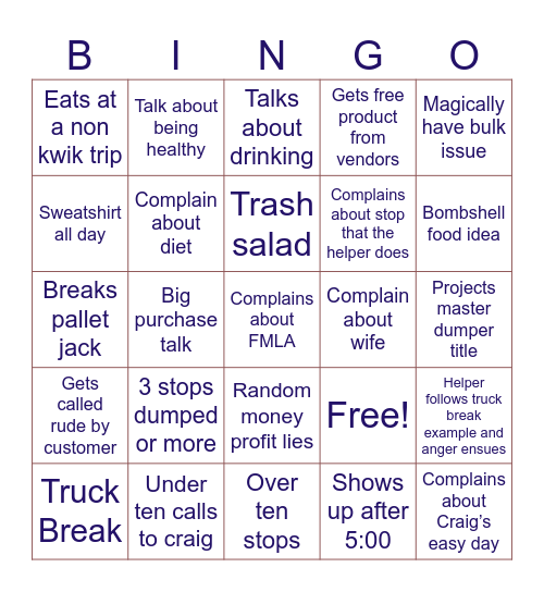Kyle Bingo Card