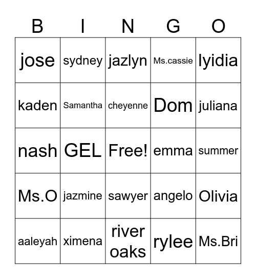 Ms.Bris BINGO Card