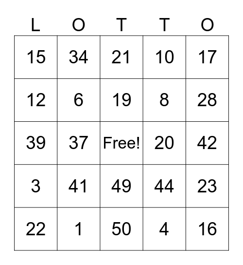 Club Français Lotto Bingo Card