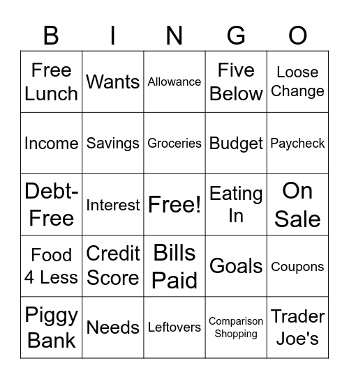 Budgeting 101 Bingo Card