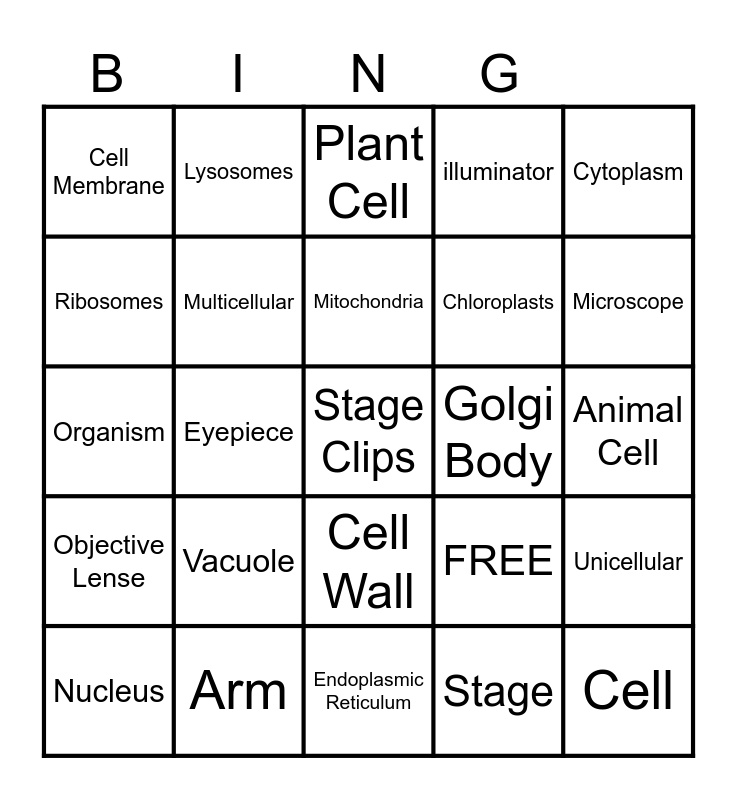 Biology Bingo Card