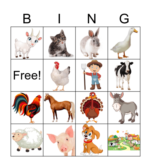 Who works on the farm? Bingo Card
