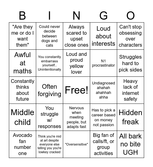 MEL'S WONDERFUL BINGOU Bingo Card