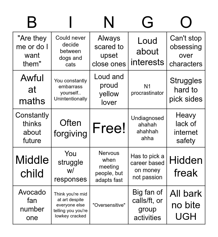 MEL'S WONDERFUL BINGOU Bingo Card
