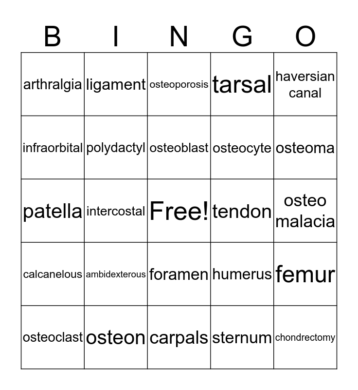 SkeletonBingo Card